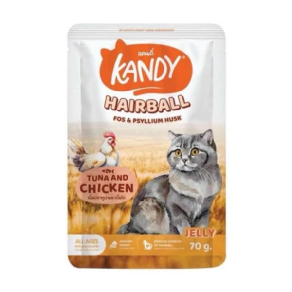 Kandy Cat Pouch HAIRBALL – Chicken & Tuna 70g