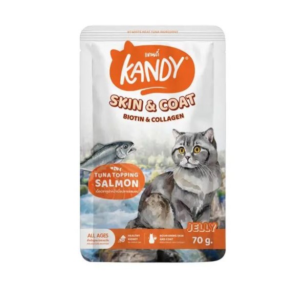 Kandy Cat Pouch Food – Skin & Coat Tuna Salmon 70g
