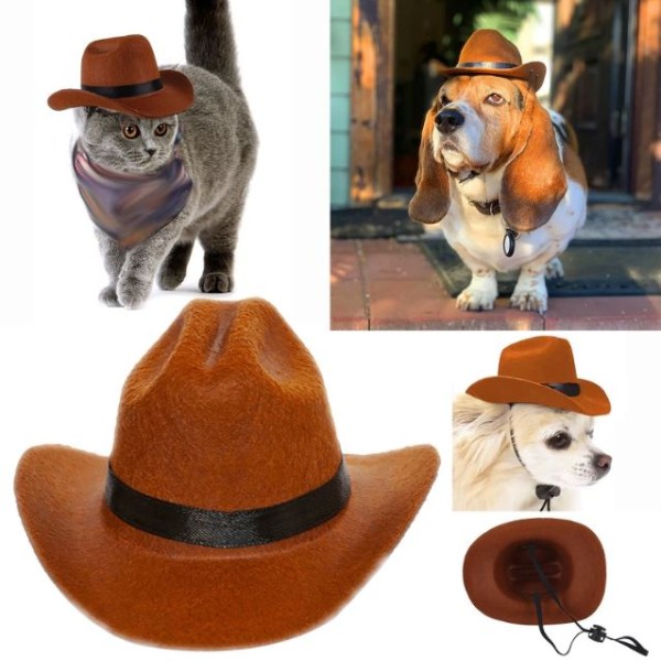 Adjustable Cowboy Cat Hat – Medium Pet Costume