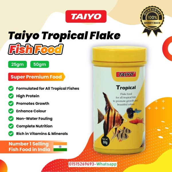 TAIYO Tropical Flake Fish Food 25g-50g – Premium Feed