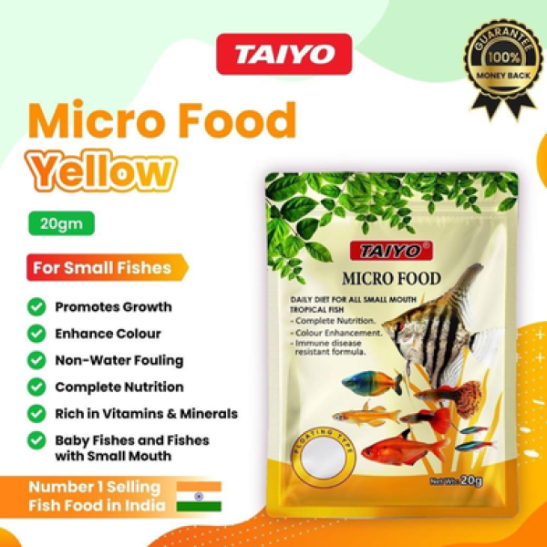 Taiyo Micro Aquarium Food Yellow 20gm – Premium Fish Feed