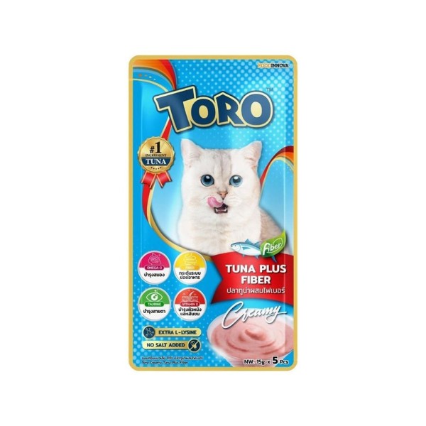 Toro Toro Lickable Cat Treat – Tuna + Fiber 5×15g